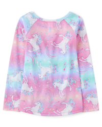 Girls Long Raglan Sleeve Ombre Unicorn Pajamas - PINK | The Children's ...