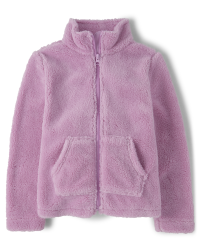 Girls Long Sleeve Sherpa Zip-Up Jacket - PURPLE | The Children's Place