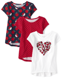 Girls Mix And Match Short Sleeve Print High Low Basic Layering Tee 3 ...