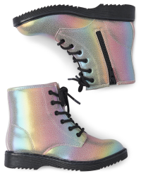 Girls Rainbow Faux Leather Lace-Up Boots | The Children's Place - MULTI CLR