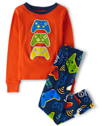 Boys Glow In The Dark Long Sleeve Gamer Snug Fit Cotton Pajamas - BLUE ...
