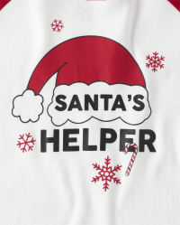Unisex Kids Matching Family Christmas Long Raglan Sleeve Santa's Helper ...