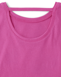 Girls Long Sleeve Graphic Cut Out Top - PINK | The Children's Place
