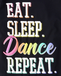 Girls Short Sleeve Eat Sleep Dance Repeat Graphic Tee - BLACK | The ...