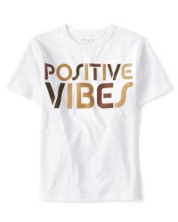 Boys Short Sleeve Positive Vibes Graphic Tee - WHITE | The Children's Place