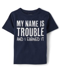 Baby And Toddler Boys Short Sleeve Name Is Trouble Graphic Tee | The ...