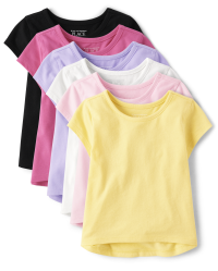 Toddler Girls Mix And Match Short Sleeve High Low Basic Layering Tee 6 ...