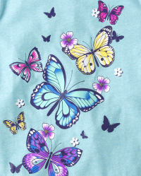Girls Short Sleeve Butterfly Graphic Tee - BLUE | The Children's Place