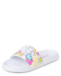 Girls Doodle Print Slides - WHITE | The Children's Place