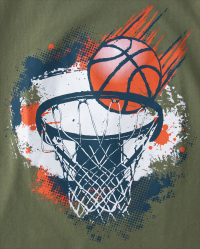 Camisetas estampadas de baloncesto de manga corta para niños - GREEN | The Children's Place