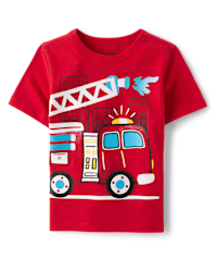 Baby And Toddler Boys Short Sleeve Fire Truck Graphic Tee - RED | The ...