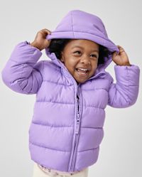 Toddler Girls Long Sleeve Puffer Jacket - PURPLE | The Children's Place