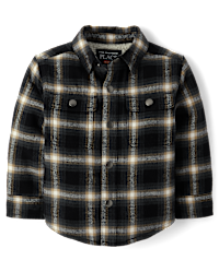 Baby And Toddler Boys Long Sleeve Plaid Sherpa Lined Shacket - BLACK ...