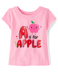 Baby And Toddler Girls Short Sleeve A For Apple Graphic Tee - PINK ...