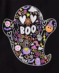 Girls Glow In The Dark Halloween Short Sleeve Ghost Boo Graphic Tee ...