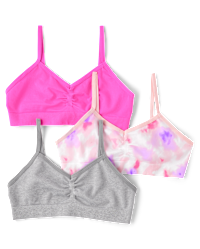 Girls Sleeveless Tie Dye Seamless Bralette 3-Pack - PINK | The Children ...
