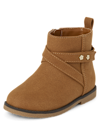 Toddler Girls Flower Stud Booties - TAN | The Children's Place