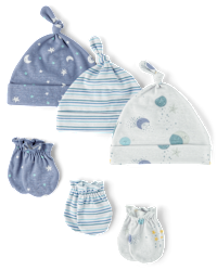 Baby Boys Moon Hat And Mittens 6-Piece Set - GRAY | The Children's Place