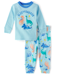 Baby And Toddler Boys Long Sleeve Sleepysaurus Pajamas - BLUE | The ...