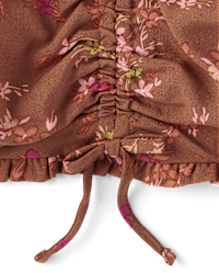 Girls Short Sleeve Floral Print Cinch Front Top - PECAN PIE | The ...