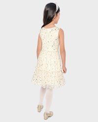 Girls Sleeveless Foil Star Print Mesh Ruffle Dress - WHITE | The ...