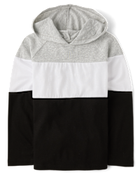 Boys Long Sleeve Colorblock Hooded Top - BLACK | The Children's Place CA