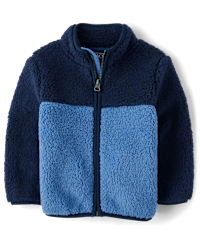 Baby And Toddler Boys Long Sleeve Colorblock Sherpa Zip Up Jacket ...