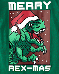 Boys Christmas Long Sleeve Dino Merry Rex-Mas Graphic Tee - GREEN | The ...