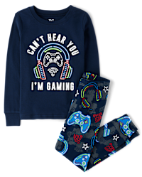 Boys Glow In The Dark Long Sleeve Gamer Snug Fit Cotton Pajamas - BLUE ...