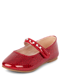 Toddler Girls Jeweled Glitter Ballet Flats - RED | The Children's Place