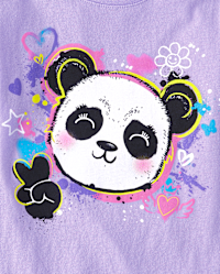 Girls Short Sleeve Panda Graphic Tee - PURPLE | The Children's Place