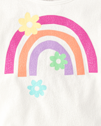 Baby And Toddler Girls Short Sleeve Rainbow Flutter Top - WHITE | The ...