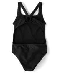 Girls Sleeveless Cut-Out One Piece Swimsuit - BLACK | The Children's ...