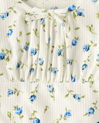 Girls Long Sleeve Floral Ribbed Top - WHITE | The Children's Place