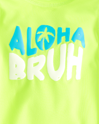 Baby And Toddler Boys Long Sleeve Aloha Bruh Rashguard Swimsuit - MULTI ...