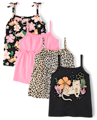 Toddler Girls Sleeveless Leopard Peplum Tank Top 4-Pack - TAN | The ...