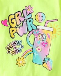 Girls Short Sleeve Grl Pwr Graphic Tee - GREEN | The Children's Place CA