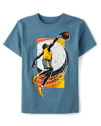 Boys Short Sleeve Basketball Player Graphic Tee - BLUE | The Children's ...