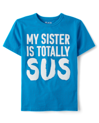 Boys Short Sleeve Sister Is Sus Graphic Tee - BLUE | The Children's Place