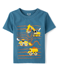 Toddler Boys Short Sleeve Construction Vehicles Graphic Tee - BLUE ...
