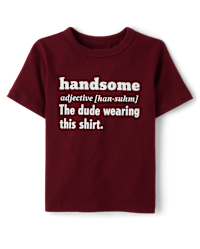 Toddler Boys Short Sleeve Handsome Definition Graphic Tee - BURGUNDY ...