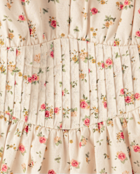 Girls Short Sleeve Floral Corset Dress - TAN | The Children's Place