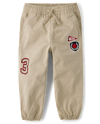 Baby And Toddler Embroidered Varsity Pull On Jogger Pants - TAN | The ...