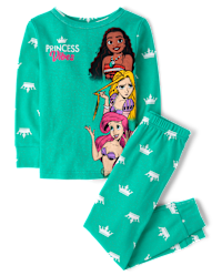 Girls Long Sleeve Disney Princess Vibes Snug Fit Cotton Pajamas - MULTI ...