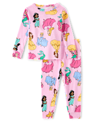 Baby And Toddler Girls Long Sleeve Disney Princess Snug Fit Cotton ...