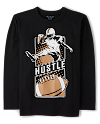 Boys Long Sleeve Hustle Football Graphic Tee - BLACK | The Children's Place