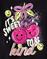 Girls Long Sleeve Sweet To Be Kind Cherry Graphic Tee - BLACK | The ...