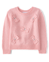 Toddler Girls Long Sleeve Bow Sweater - PINK | The Children's Place