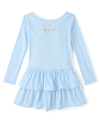 Girls Long Sleeve Hello Kitty Rhinestone Tiered Drop Waist Dress - BLUE ...
