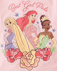 Girls Short Sleeve Disney™ Princess Best Gal Pals Glitter Oversized ...